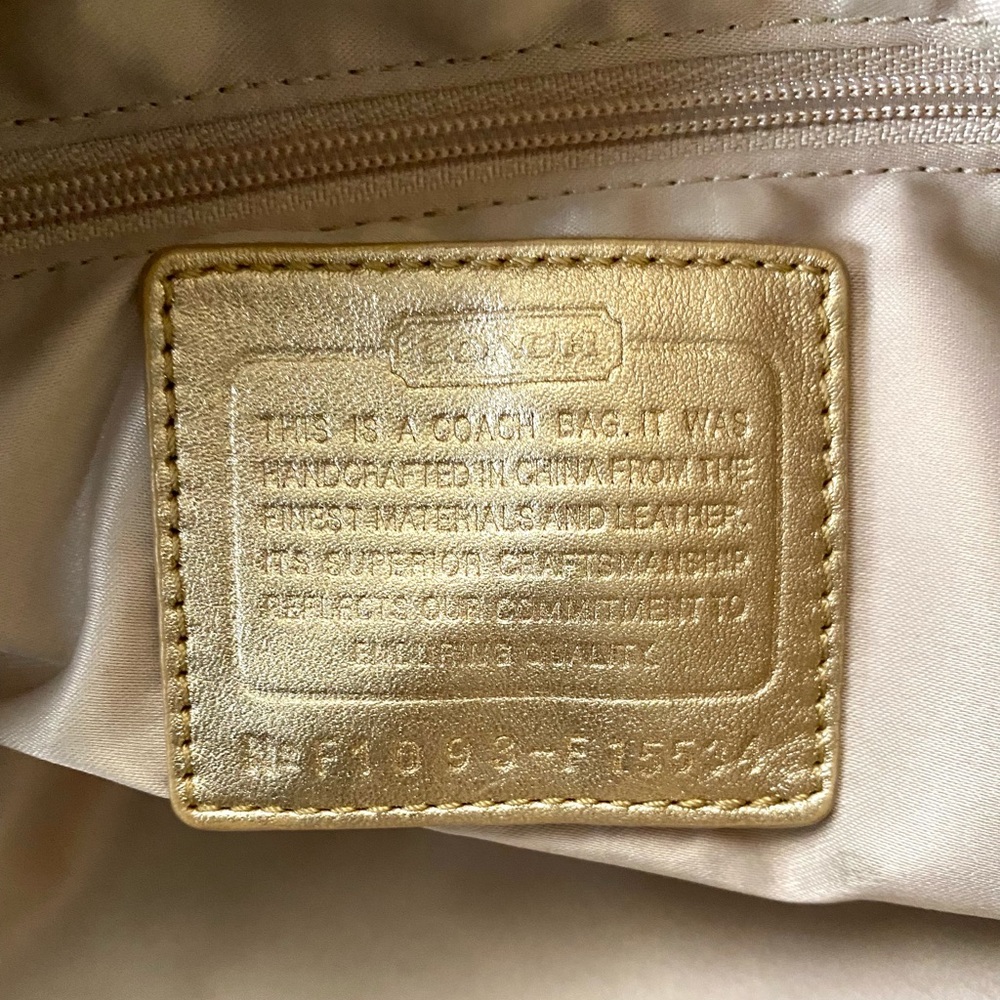 Coach Signature Canvas Gold Leather Bag - Gem